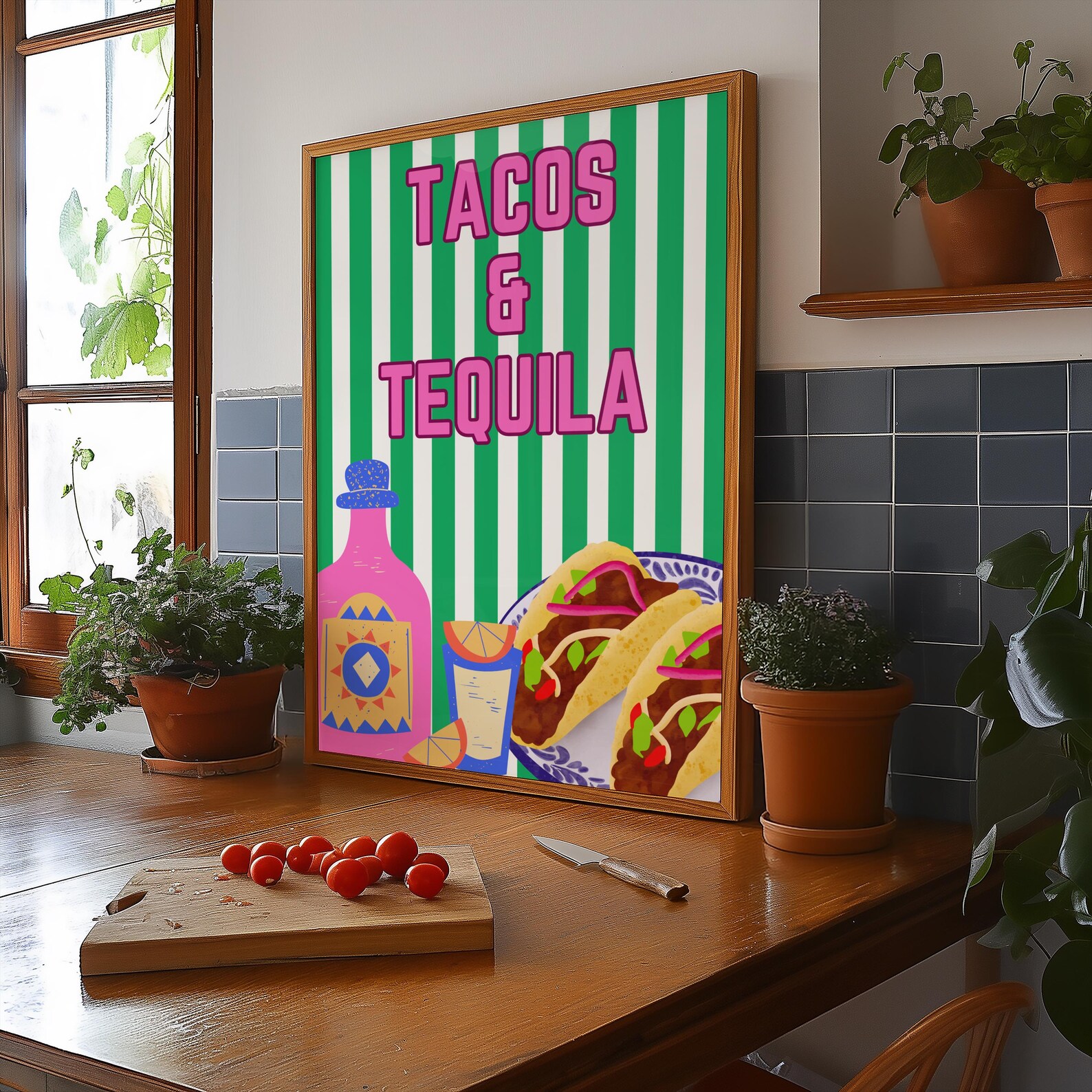 Tacos & Tequila Poster - Vibrant Mexican Fiesta Wall Art, Bold Kitchen ...