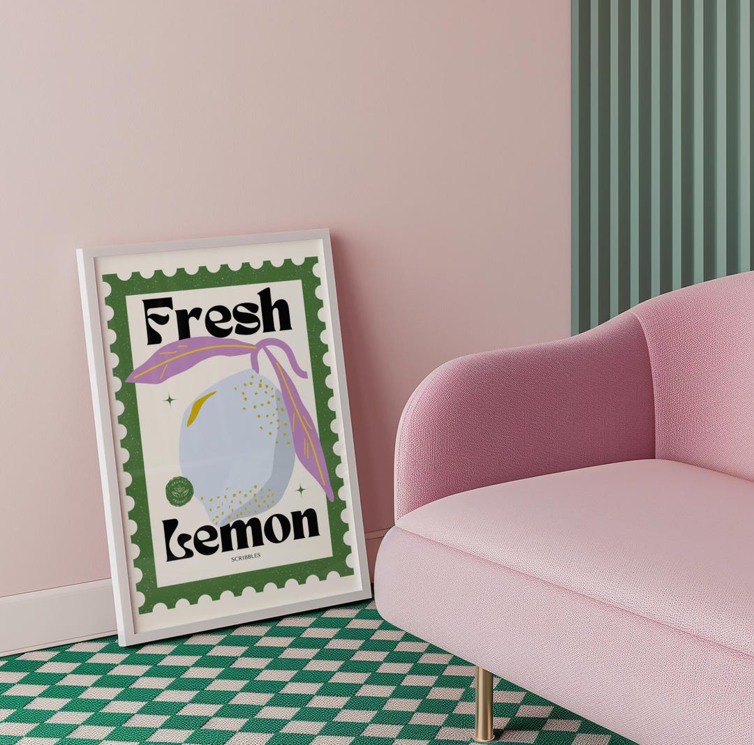 Funky Fresh Lemon - Retro Citrus Art Print Matte Poster - Etsy UK