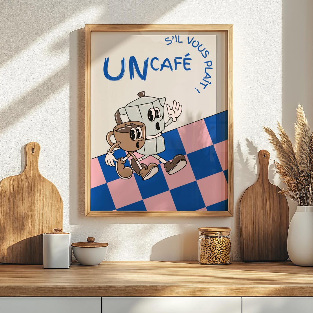Un Café Poster – Fun Coffee Art on Premium Matte Paper | French Retro ...
