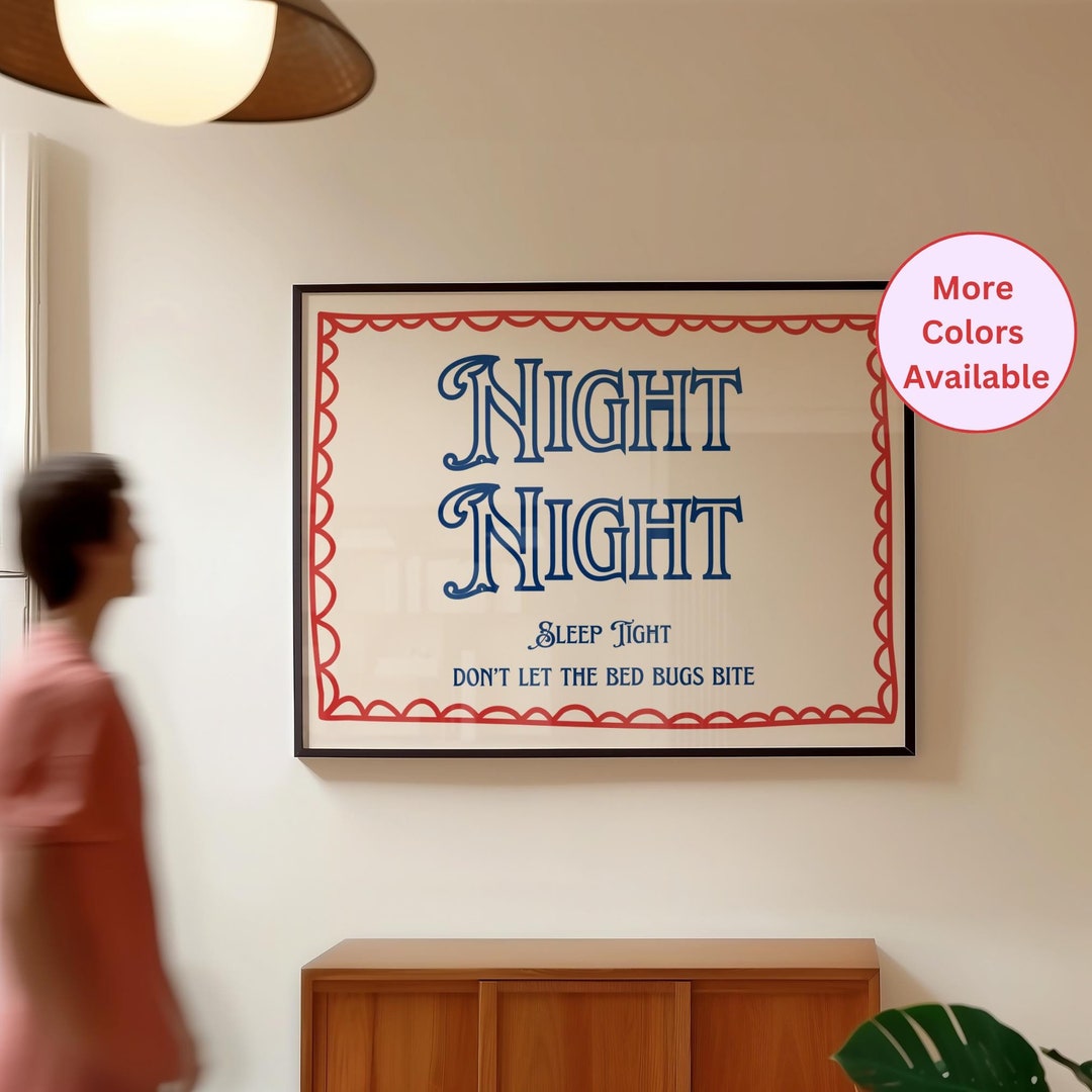 Night Night Sleep Tight Horizontal Wall Poster - Trendy Bedroom Art ...