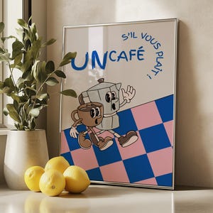 Un Café Poster – Fun Coffee Art on Premium Matte Paper | French Retro ...