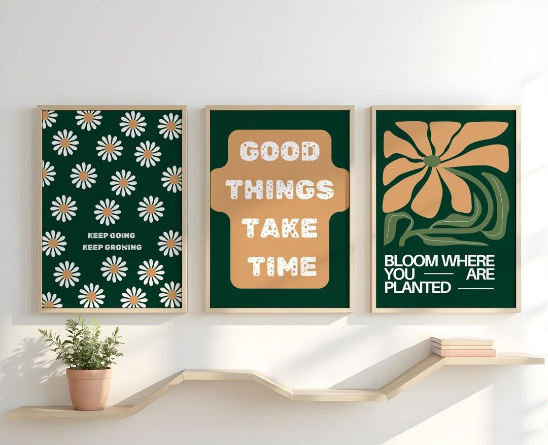 Mindful Positivity Poster Bundle – Set of 3 Inspirational Wall Art ...
