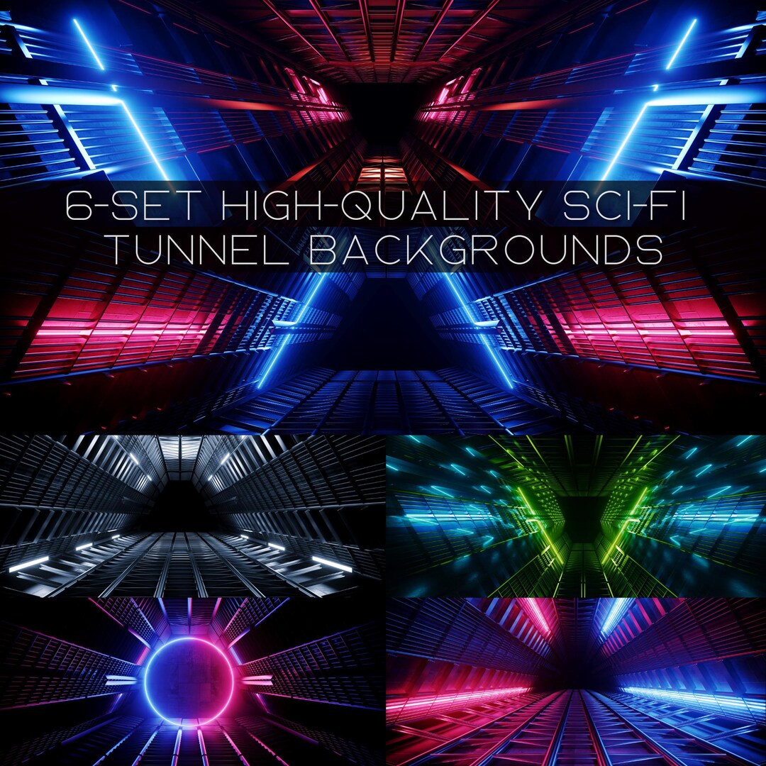 Sci-fi 6-SET 3D Rendered Alien Tunnel Warehouse, Grunge, Futuristic, Modern, Realistic ...