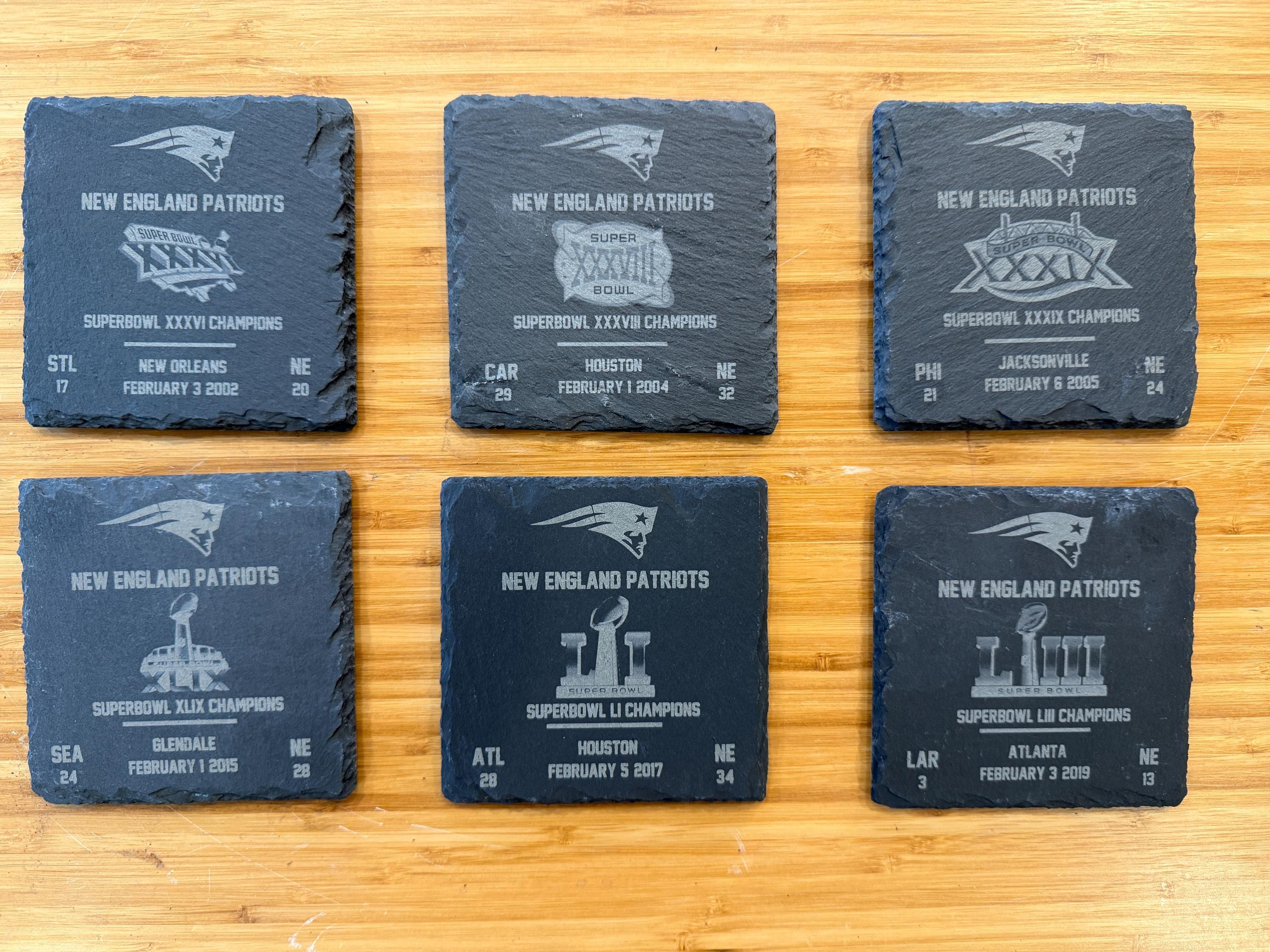 Engraved Slate Coasters - New England Patriots 6x Super Bowl Wins - Etsy