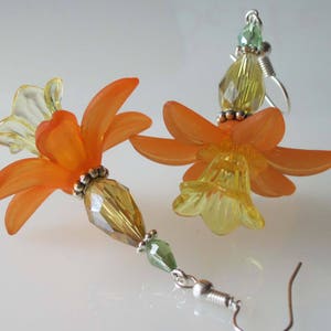 Flower Earrings, Crystal Daffodil, Fall Wedding, Lucite Flower ...