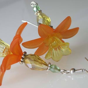 Flower Earrings, Crystal Daffodil, Fall Wedding, Lucite Flower ...