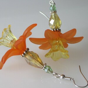 Flower Earrings, Crystal Daffodil, Fall Wedding, Lucite Flower ...