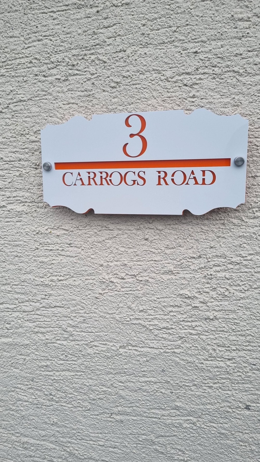 House Number Sign White Face and Orange Fill Colour House Plaque House ...