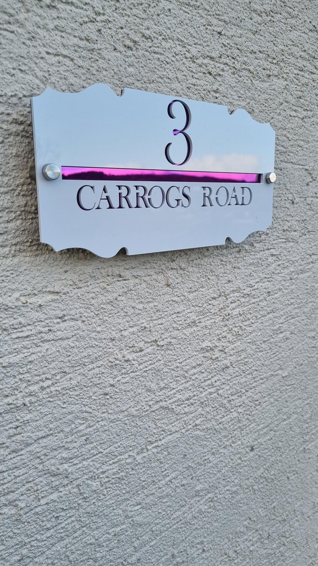 House Number Sign White and Purple Mirror Fill Colour House Plaque ...