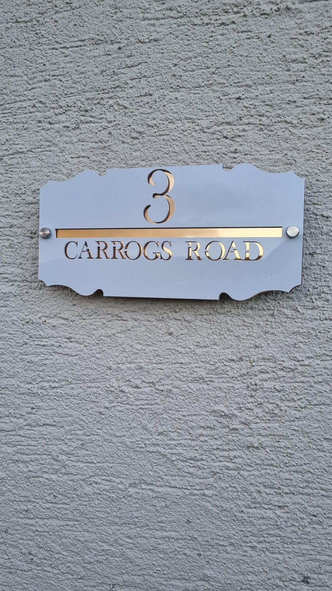 House Number Sign White and Gold Mirror Fill Colour House Plaque House ...