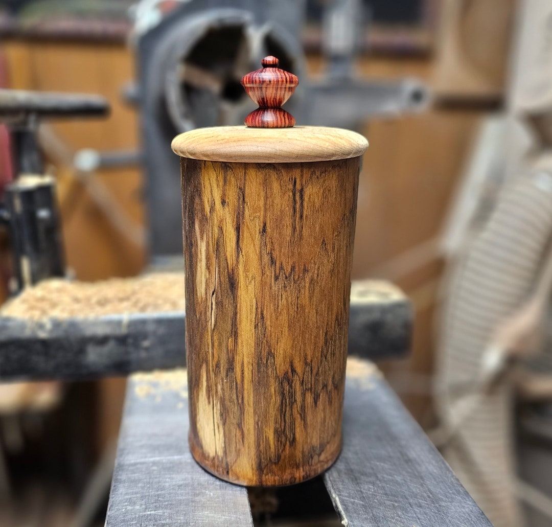 Wood Box With Lid Hand Turned Lidded Wooden Box Red Bud - Etsy