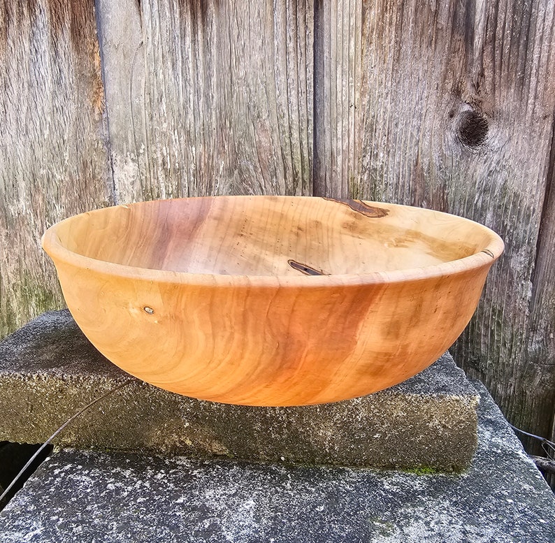Wood Bowl, Reclaimed Ambrosia Maple Wood Wooden Bowl, Rustic Farmhouse ...