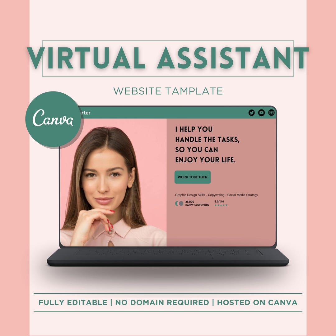 Canva Website Template: Virtual Assistant Landing Page (digital ...