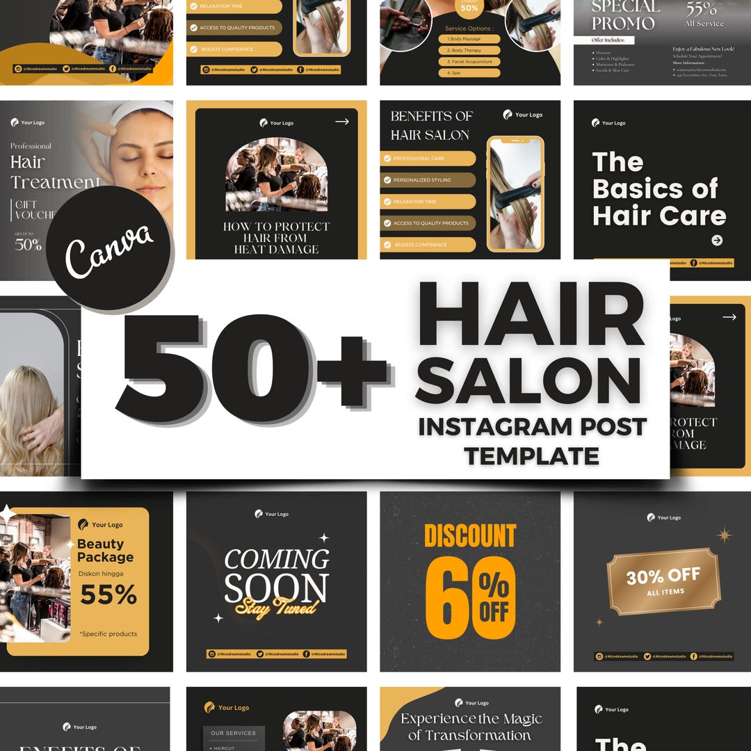 50+ Chic Hair Salon Instagram Templates: Customizable Canva Posts for ...