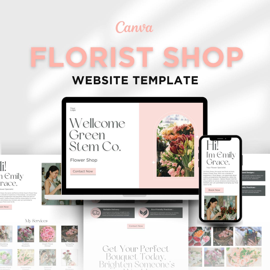 Florist Website Template: Modern Canva Design (digital Download) - Etsy