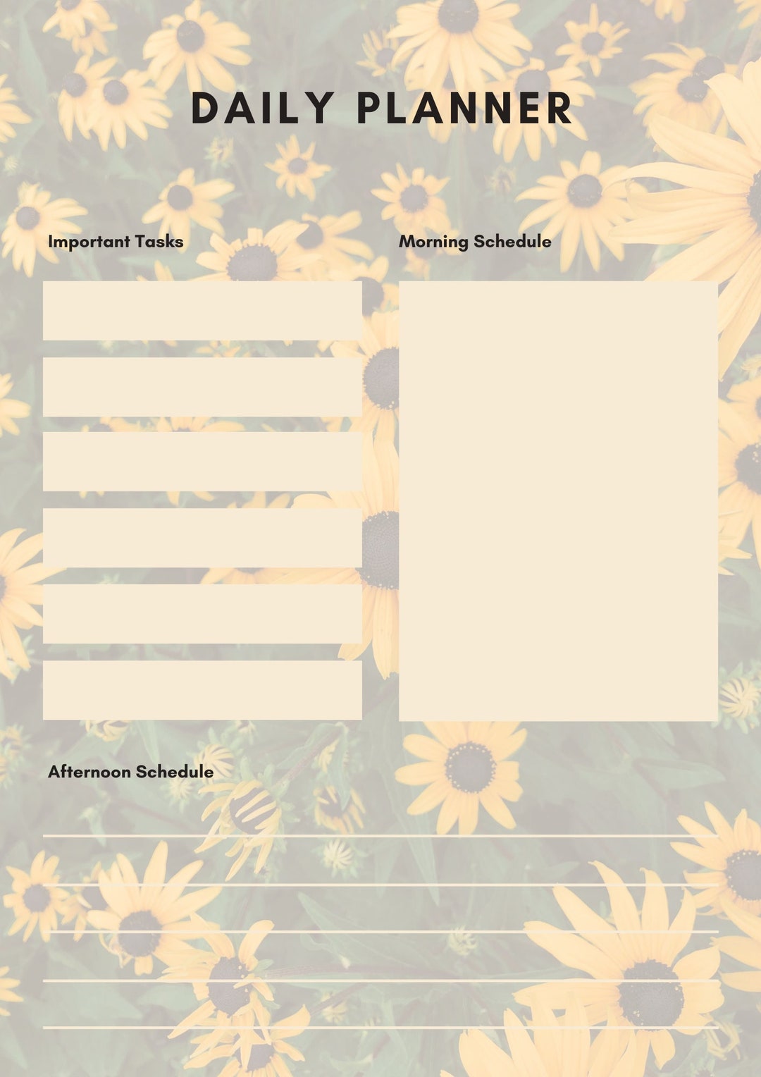 Black-eyed Susan Planner Pages, Journal Pages, Printable, A4 - Etsy