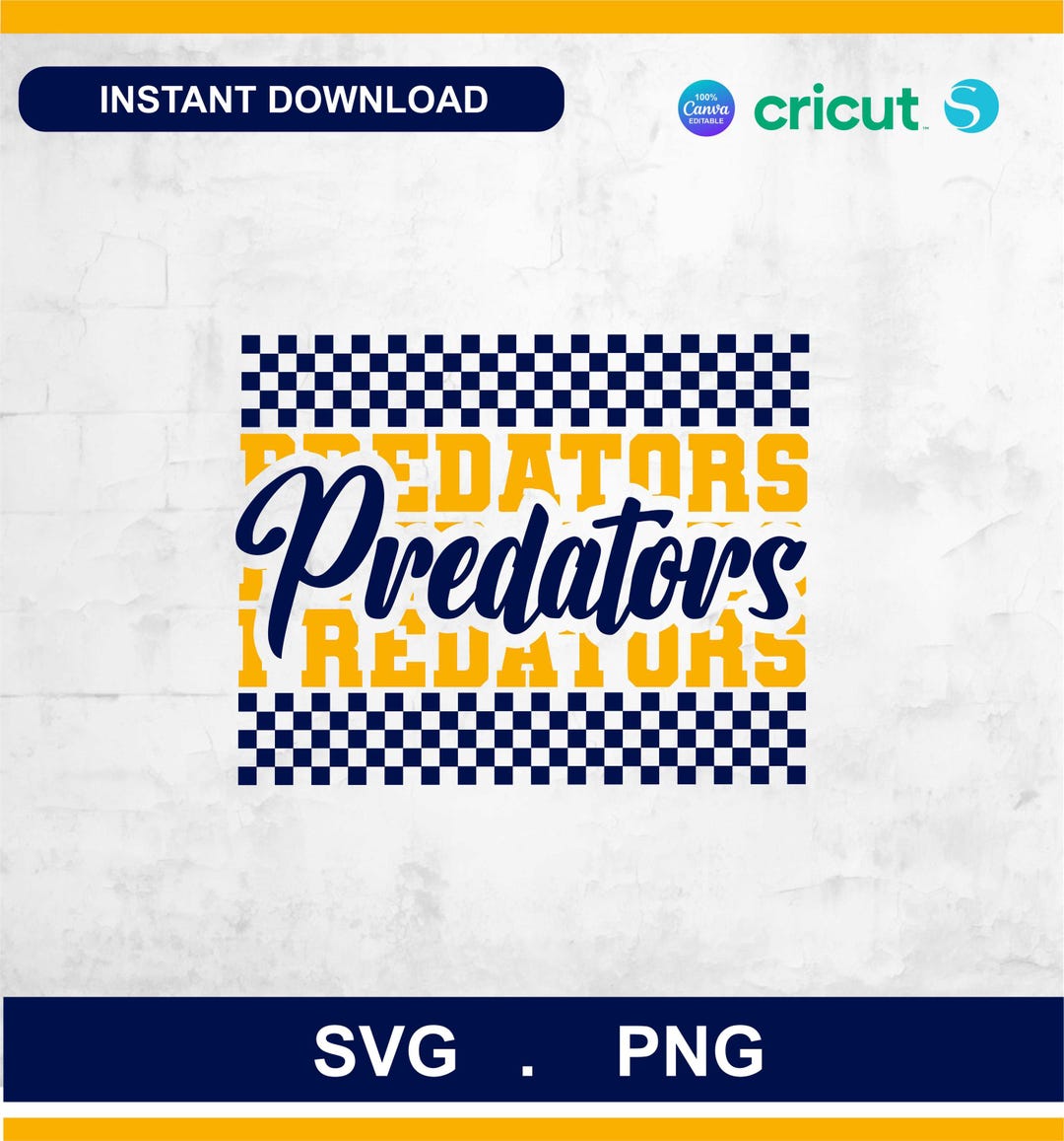 Predators Typography Retro SVG, Predators PNG, Predators Sublimation ...