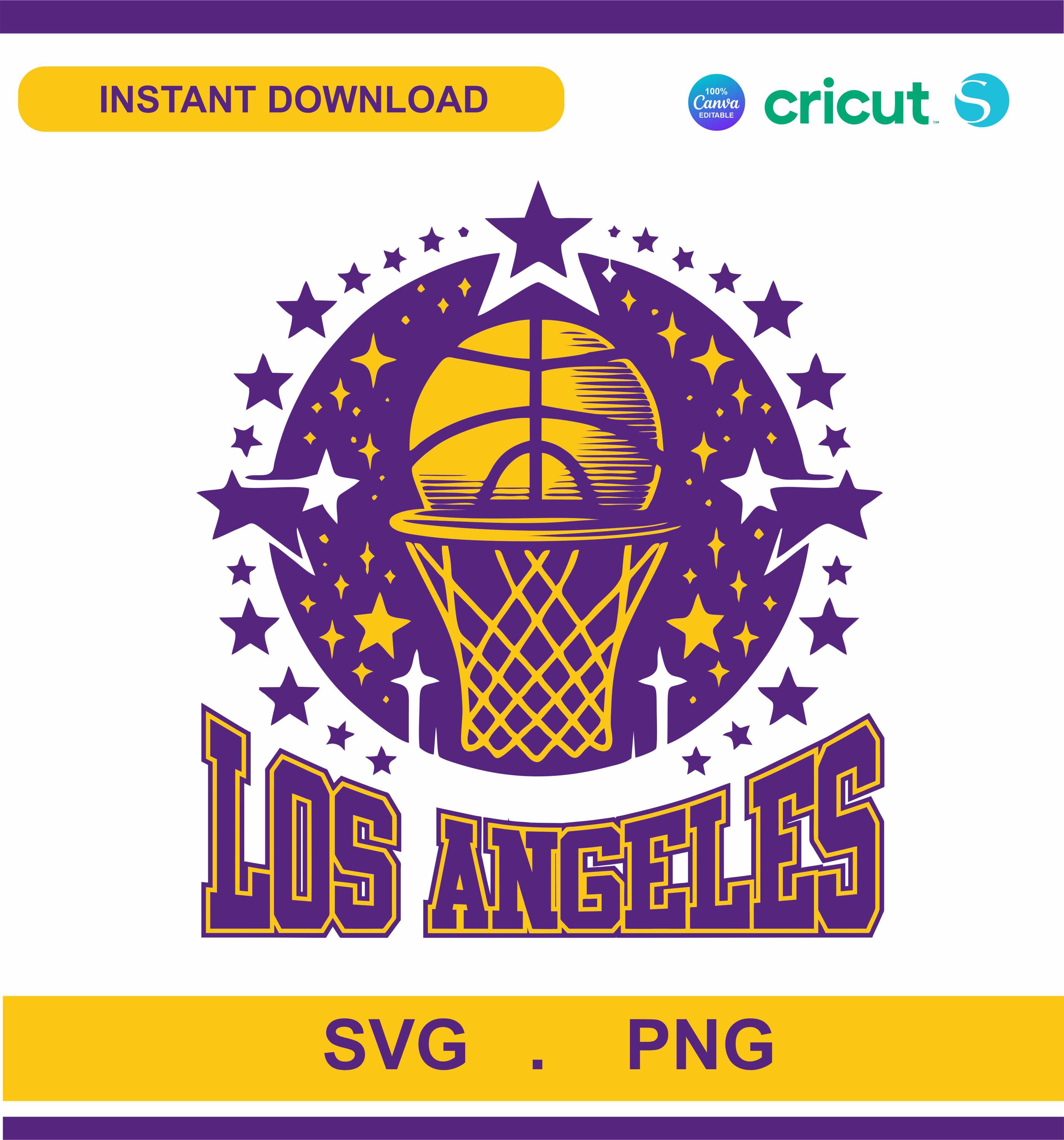Los Angeles Basketball SVG PNG, LA Basketball Team Pride, Sports Fan ...