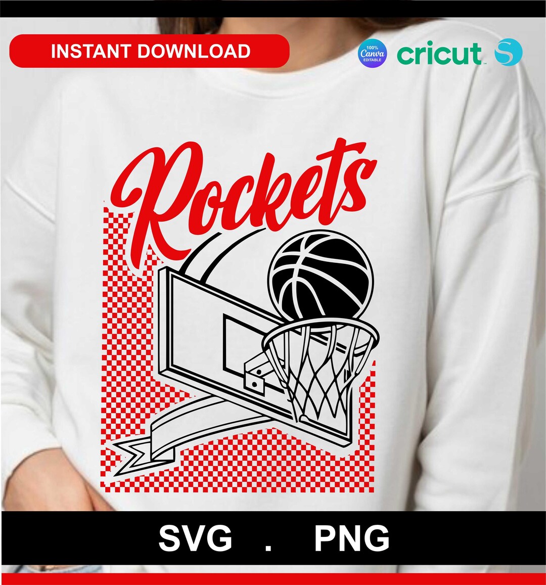 Rockets Retro Basketball PNG - Rockets SVG | Rockets T-shirt | Rockets ...