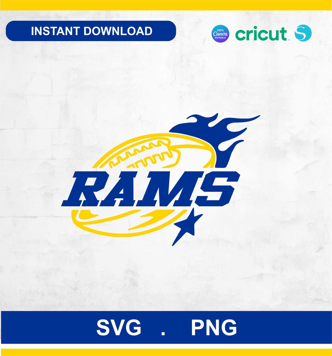 Rams Star Fire Football PNG | Rams SVG | Rams Sublimation | Digital ...