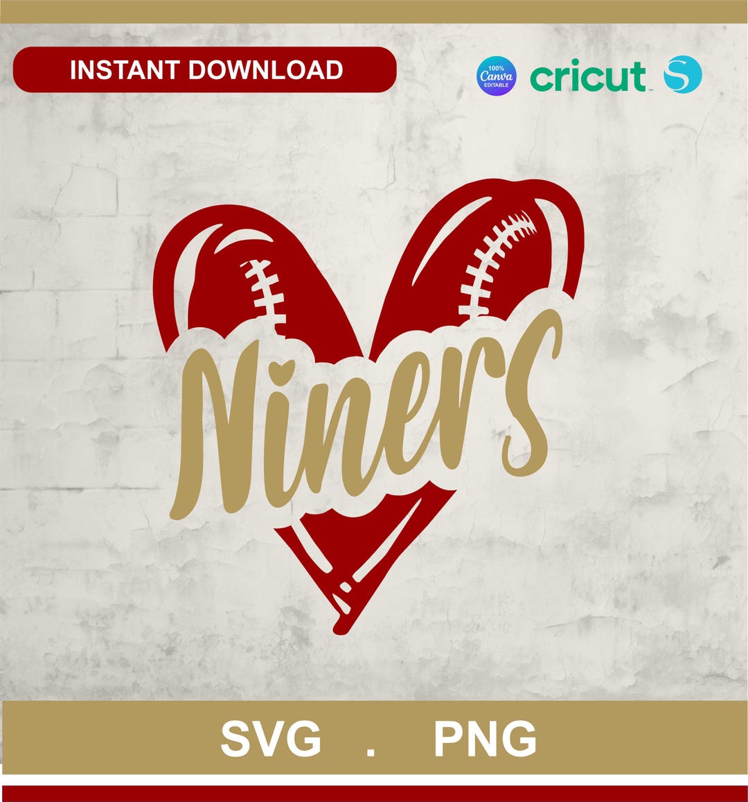 Niners Heart Design SVG - Niners PNG | Niners T-shirt | Niners ...