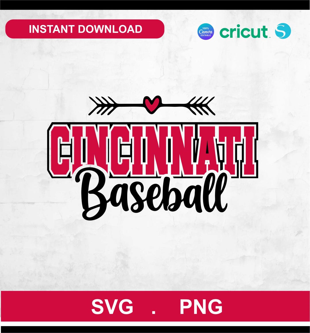 Cincinnati Baseball Heart PNG - Cincinnati SVG | Cincinnati T-shirt ...