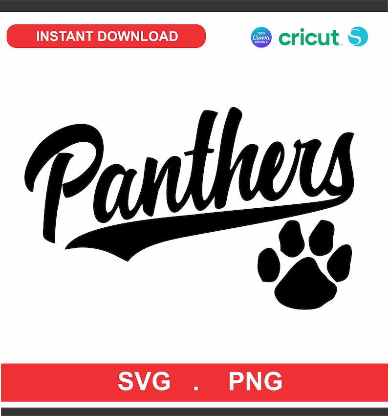 Panthers Paw Design - Digital Download SVG PNG, Panthers Fan Art, Paw ...
