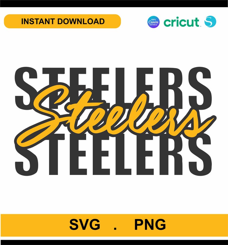 Steelers Football Digital Download - SVG PNG, Steelers Fan Art ...