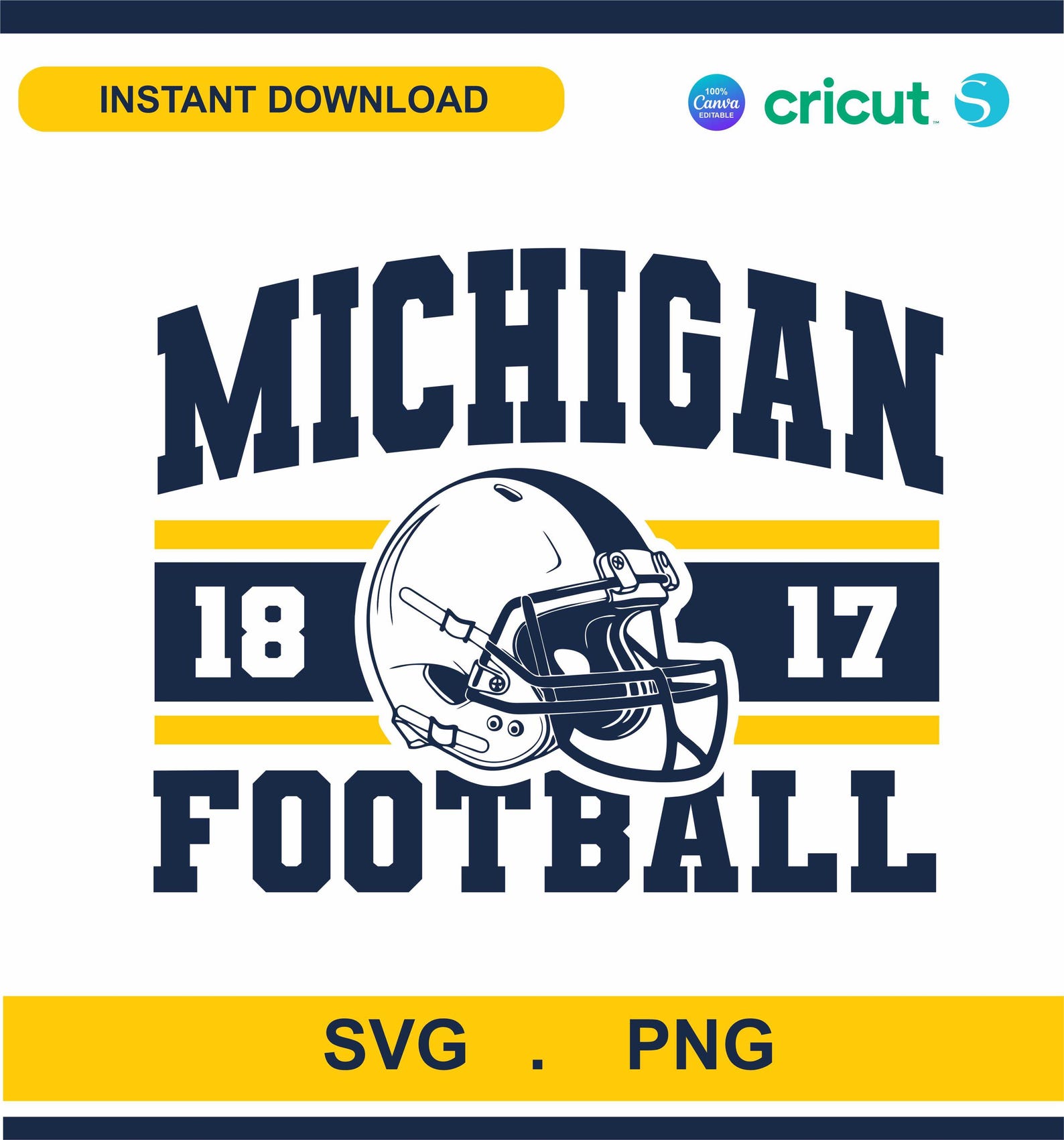 Michigan Football Helmet Design – SVG PNG Digital Artwork, Football Fan ...