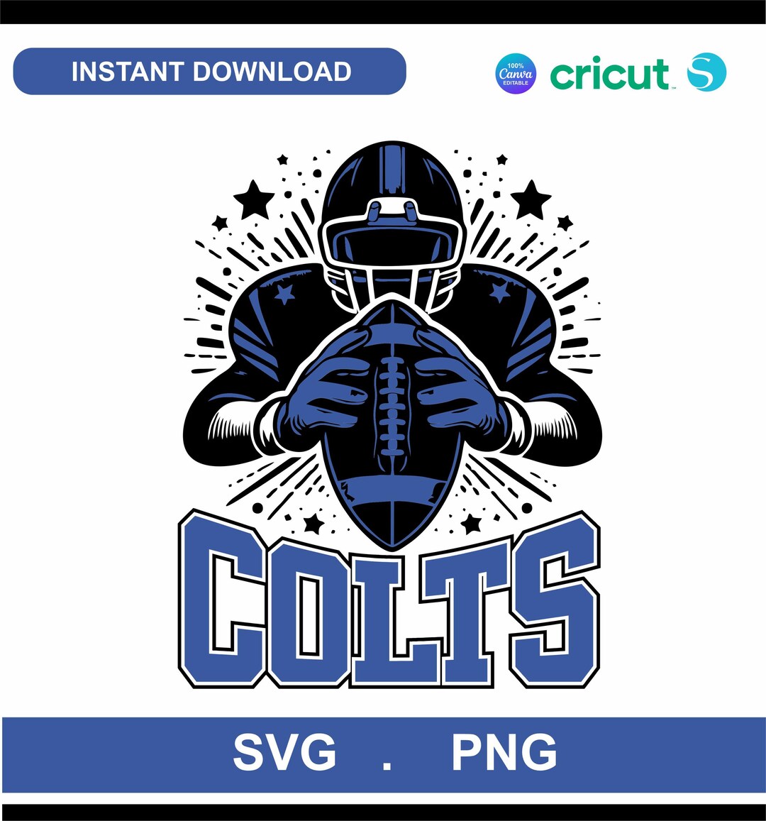 Colts Football Star Design for Sublimation, Football SVG PNG Clipart ...
