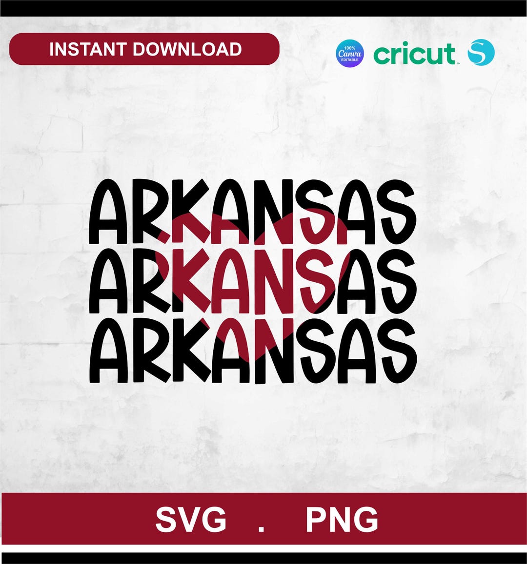 Arkansas Heart SVG - Arkansas Heart PNG | Arkansas Sublimation Design ...