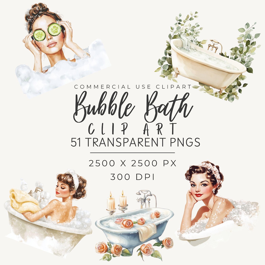 Bubble Bath Clipart - High Res Pngs - Digital Download for Scrapbooking ...