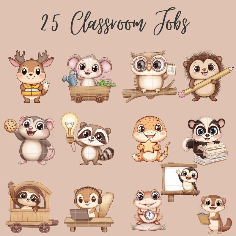 Woodland Animals Classroom Jobs Clip Art – Cute Forest Creatures PNG ...