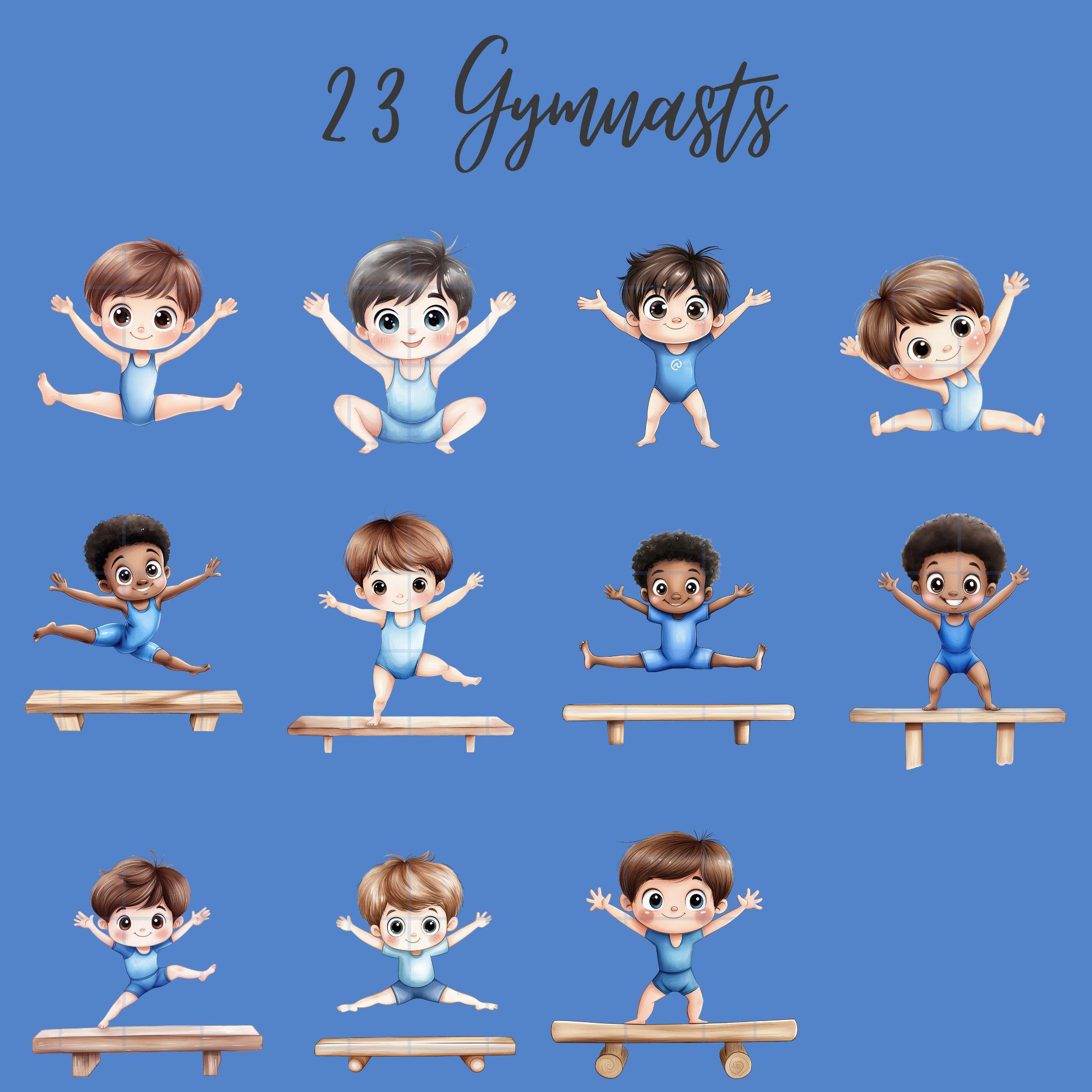 Watercolor Gymnastics Clip Art - Digital Download - Acrobatics Graphics ...