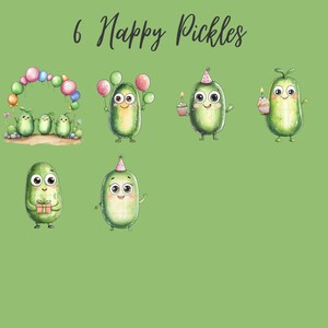 Happy Pickles Party Clipart PNG - Fun Food Character Celebration Set ...