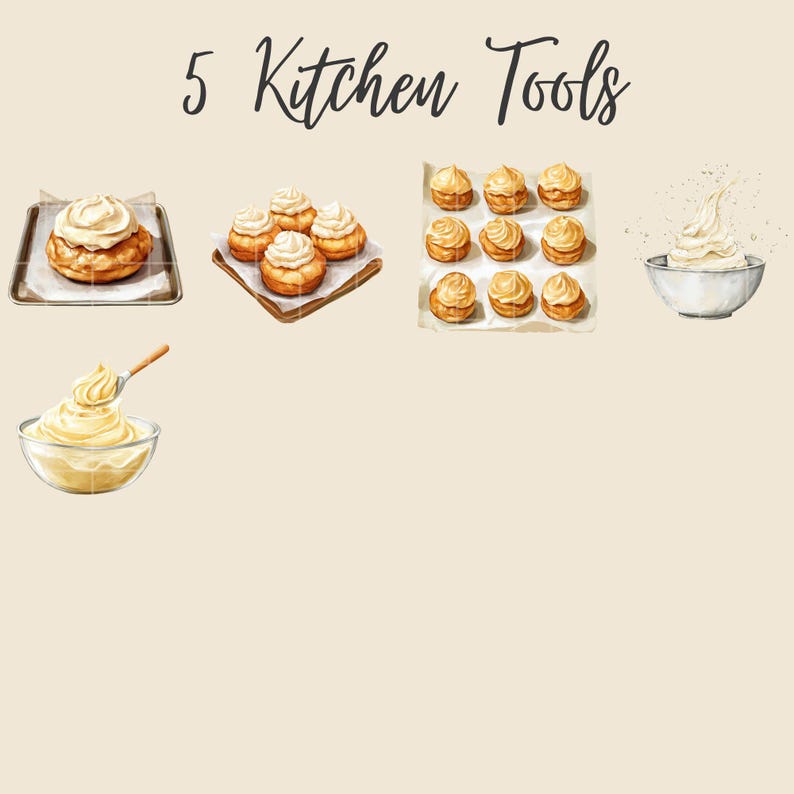 Cream Puff Dessert Clip Art - Digital Download PNG - Cute Bakery ...