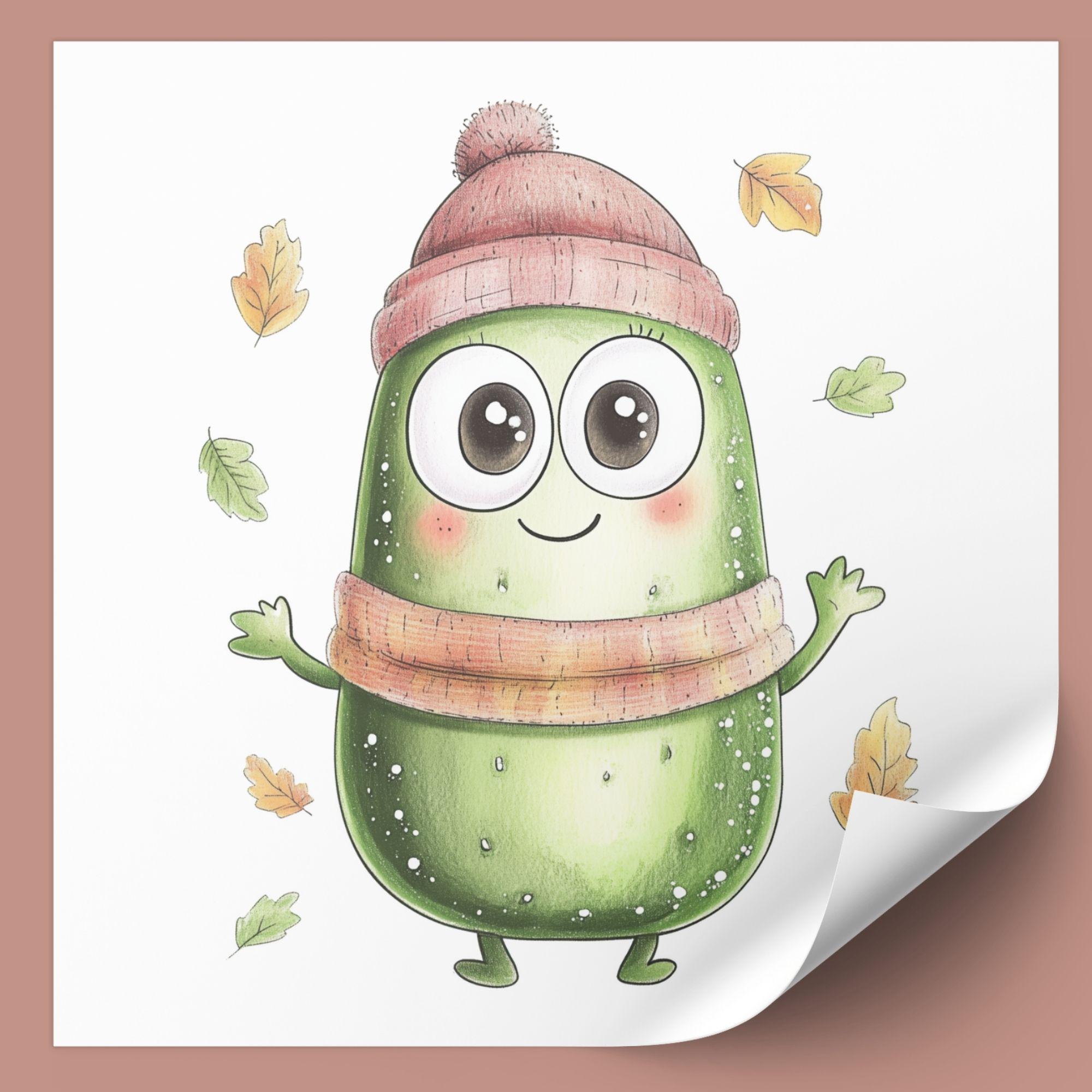 Happy Pickle Clip Art - Cute Funny Pickle Illustrations - Kawaii ...