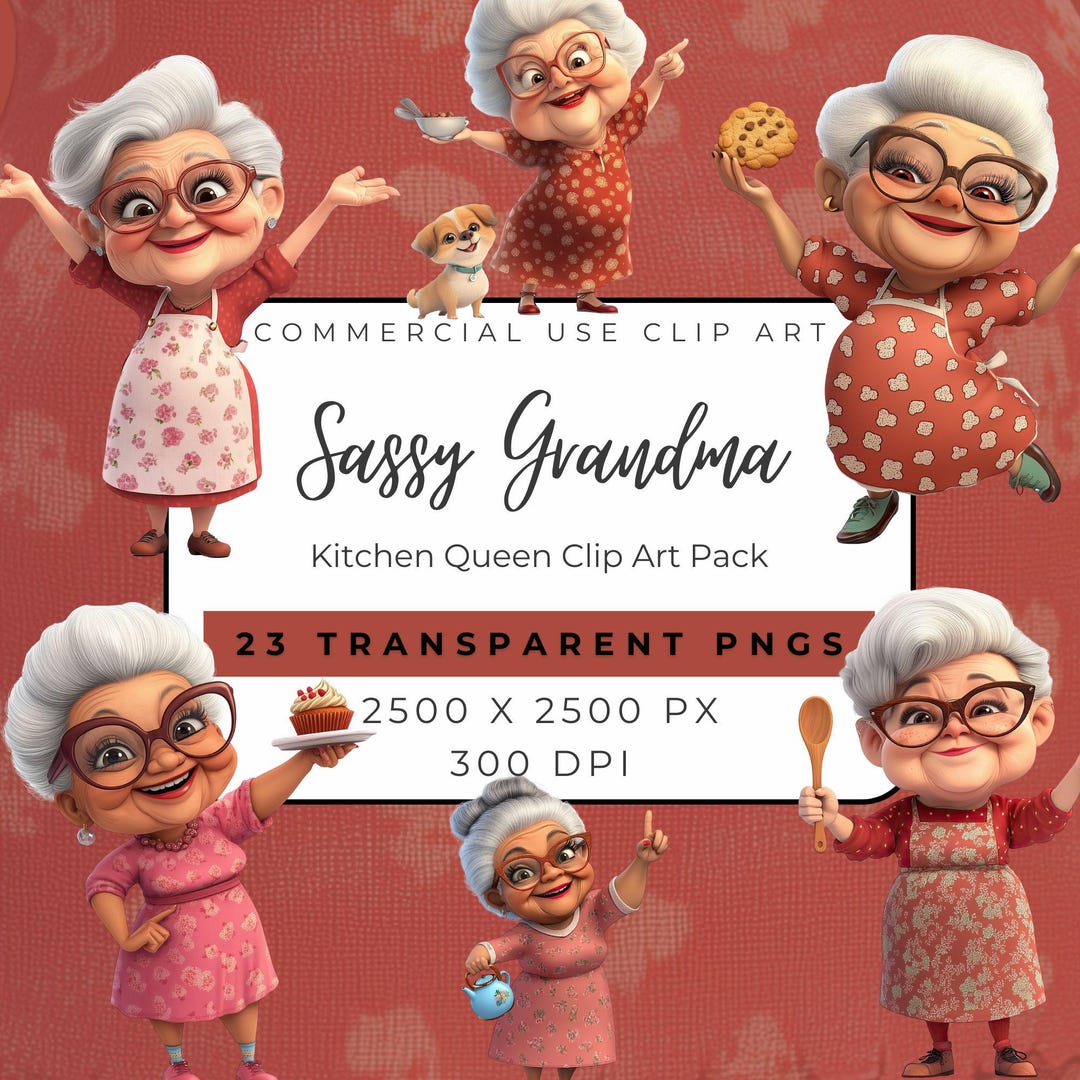 Stylish Elderly Ladies Clipart - Sassy Grandma Art - Digital Download ...
