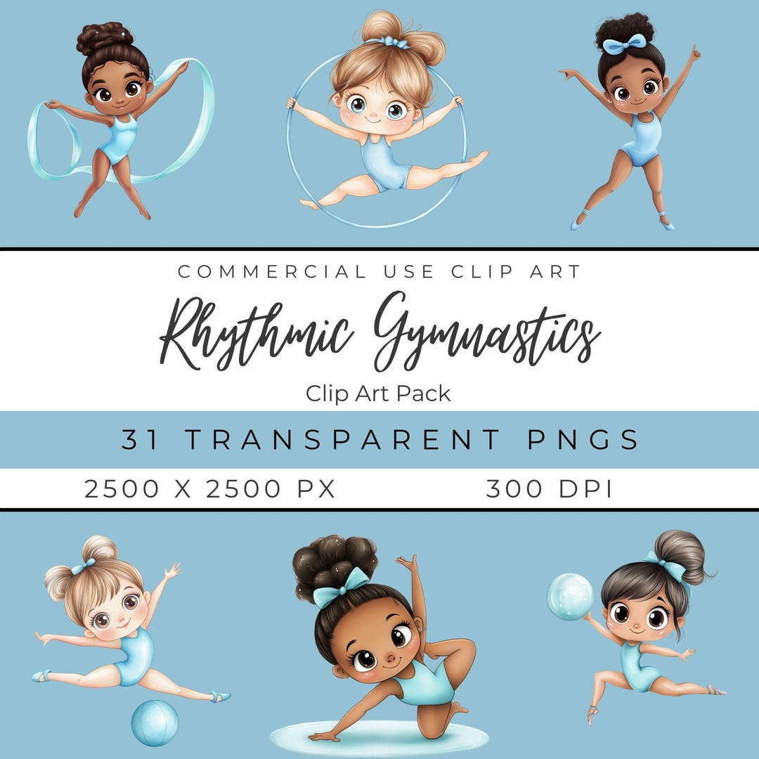 Watercolor Gymnastics Clip Art - Acrobatics Clipart - Kids Sports ...