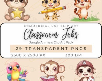 Jungle Classroom Jobs Clipart Pack Safari Animal Classroom Labels Decor ...