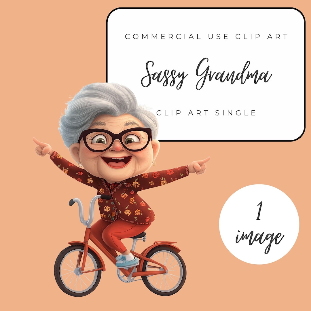 Sassy Grandma Clip Art - Funny Old Lady - Digital Download - Comical ...