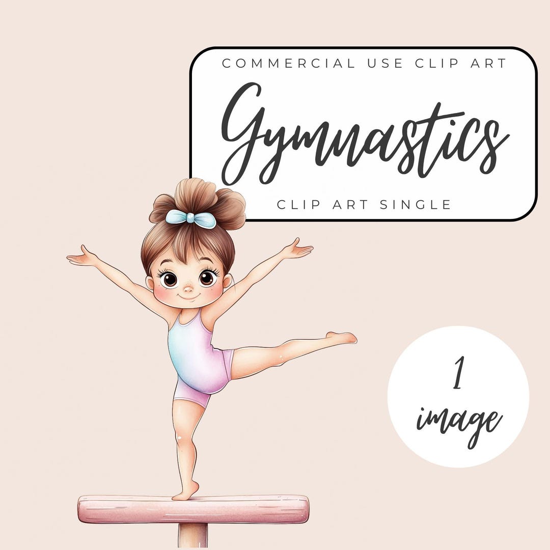 Watercolor Gymnastics Clip Art - Balance Beam Graphics - Acrobatics ...