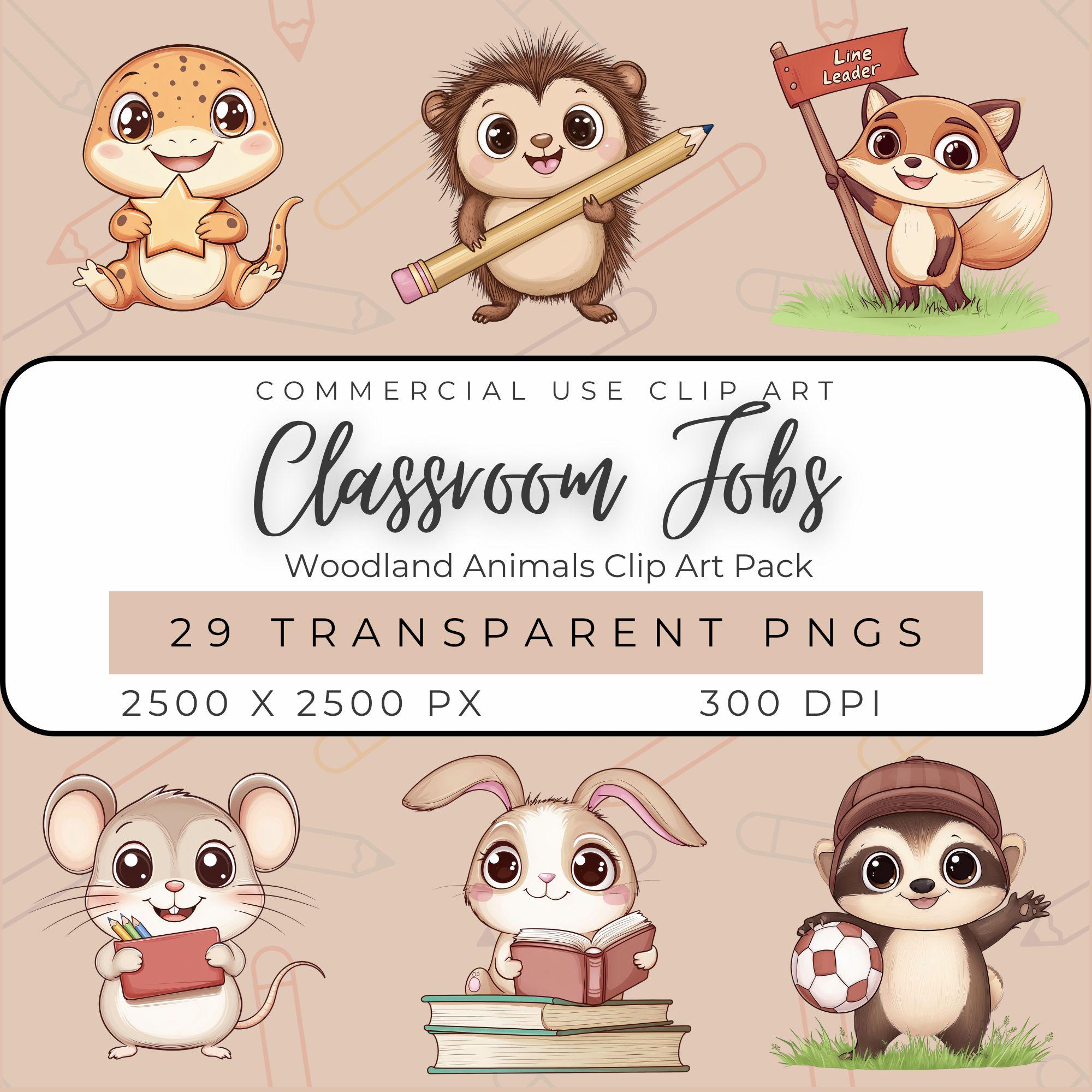 Woodland Animals Classroom Jobs Clip Art – Cute Forest Creatures PNG ...