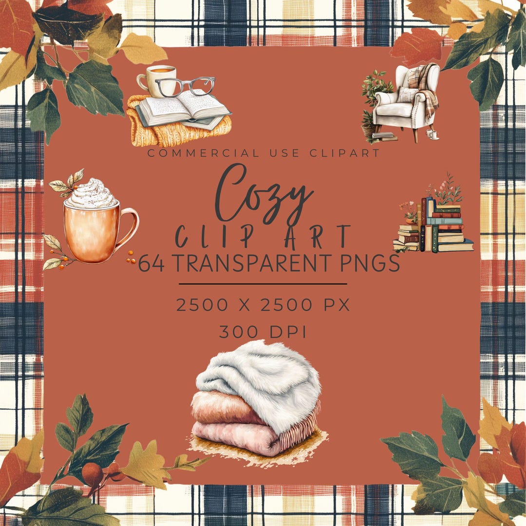 Cozy Autumn Clipart Bundle - Digital Product PNG - Neutral Cabin ...