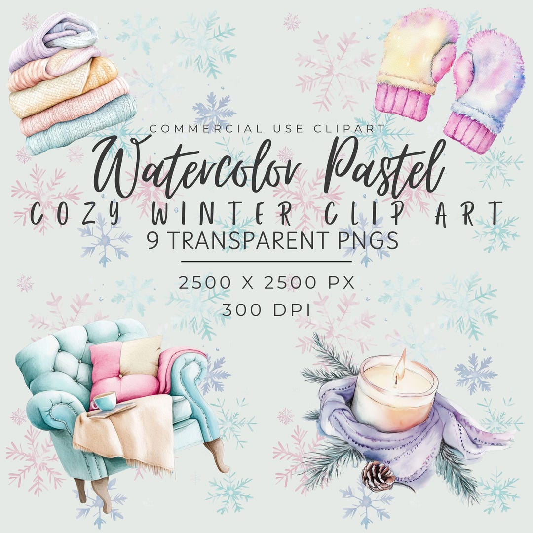 Pink Winter Wonderland Clipart - Cozy Christmas Graphics - Watercolor ...