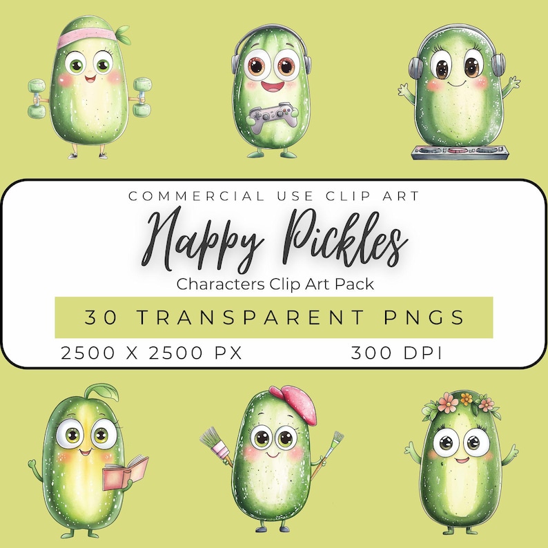 Happy Pickle Clip Art - Funny Kawaii Vegetable PNG - Cute Food ...