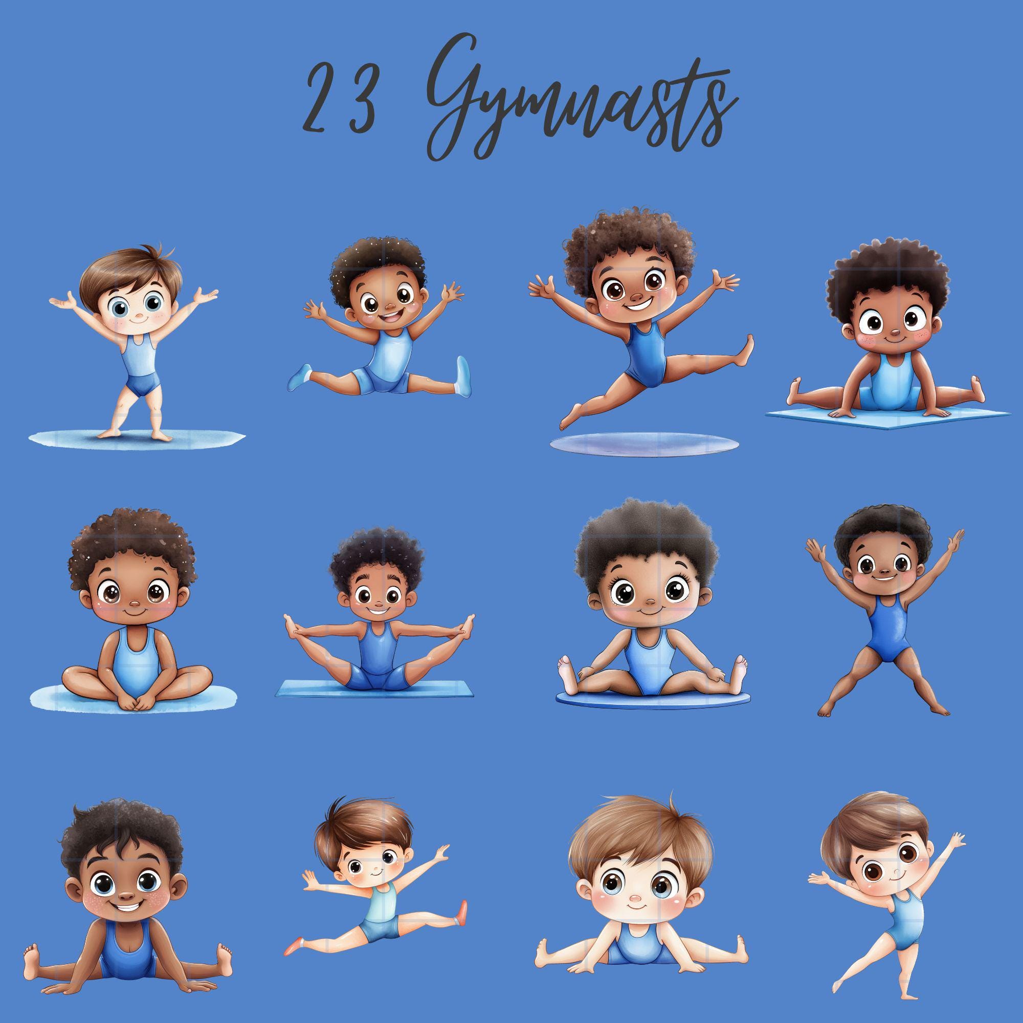 Watercolor Gymnastics Clip Art - Digital Download - Acrobatics Graphics ...