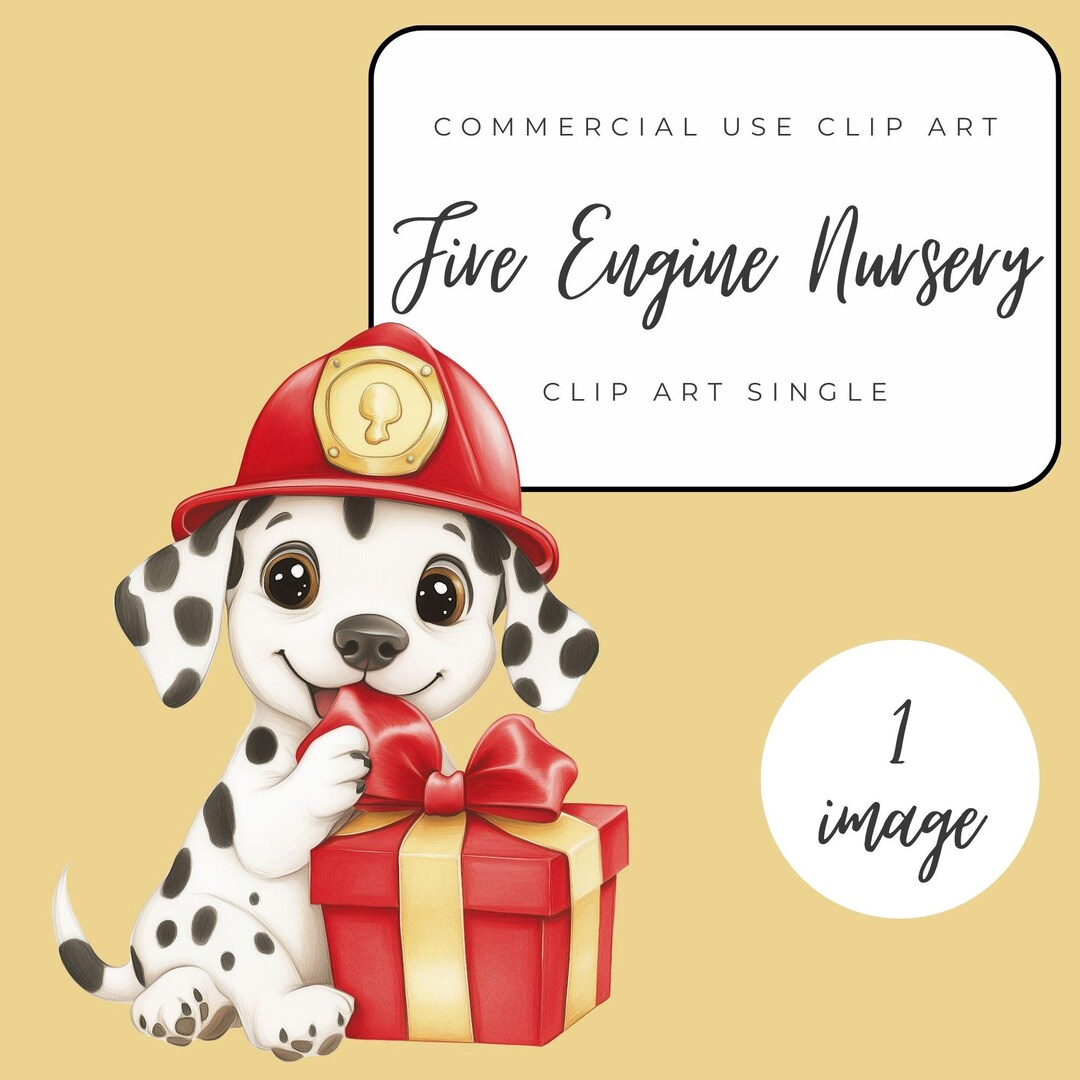 Dalmatian Party Fire Engine Clipart PNG - Cute Puppy Rescue Truck ...