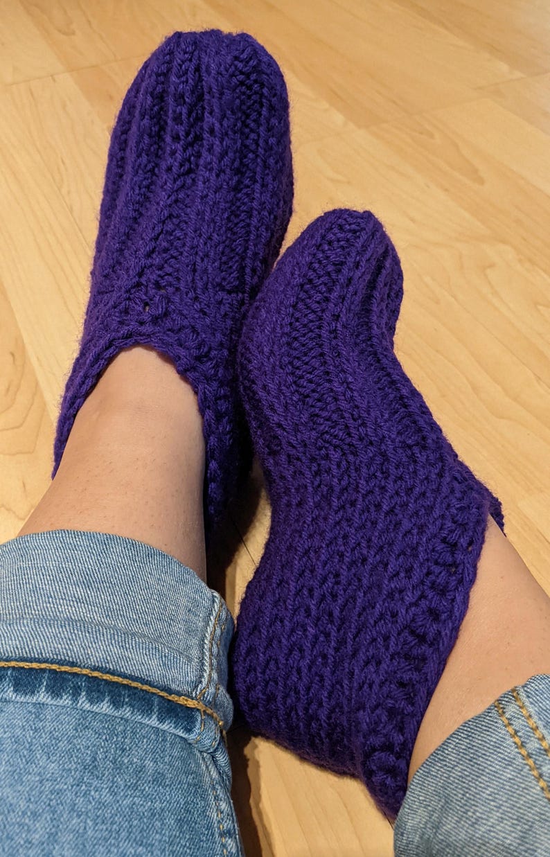 Mom's Favorite Hand Knit Slippers With Crochet Border - Etsy