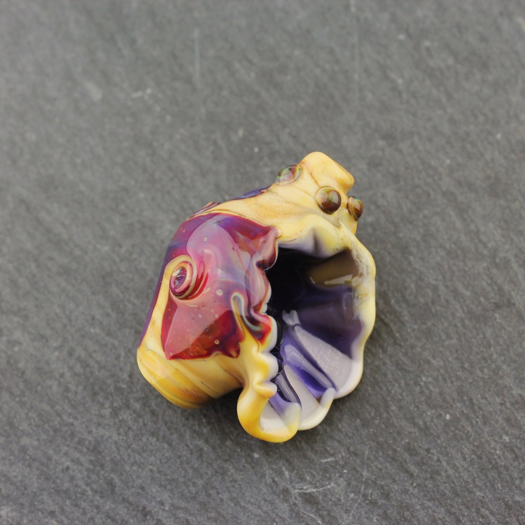 Glass Seashell Bead Lampwork, Focal Shell, Purple, Gold, Burgundy - Etsy